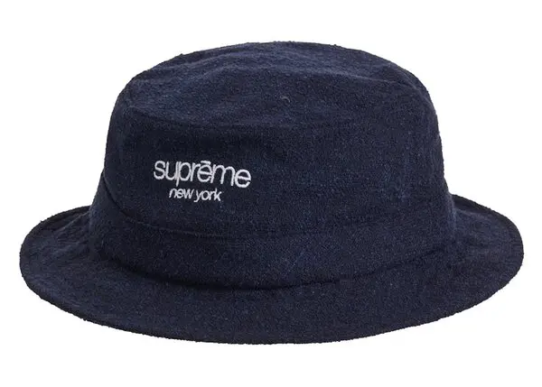 Supreme Classic Logo Terry Crusher Hat - Navy Blue