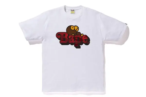 A BATHING APE Camo Milo On Tee Shirt - White/red