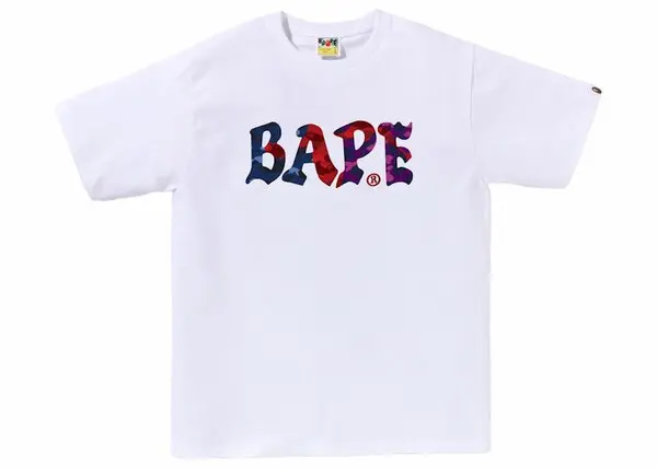 A BATHING APE Camo Crazy Logo Tee Shirt - White