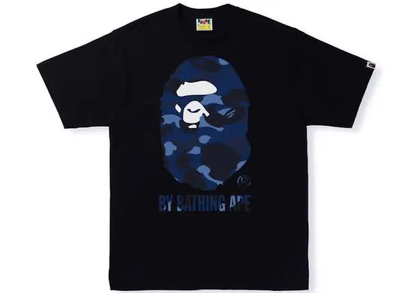 A BATHING APE Camo Bathing Ape Tee Shirt - Black Navy Blue