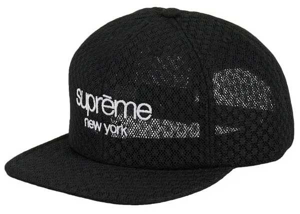 Supreme Classic Logo Air Mesh 6-panel Cap - Black