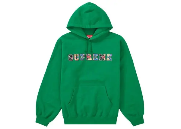 Supreme Collegiate Patchwork Leather Hooded Sweatshirt