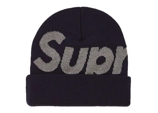 Supreme Big Logo Beanie - Navy Blue