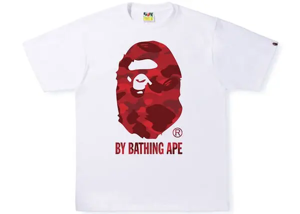 A BATHING APE Camo Bathing Ape Tee Shirtin - White/red