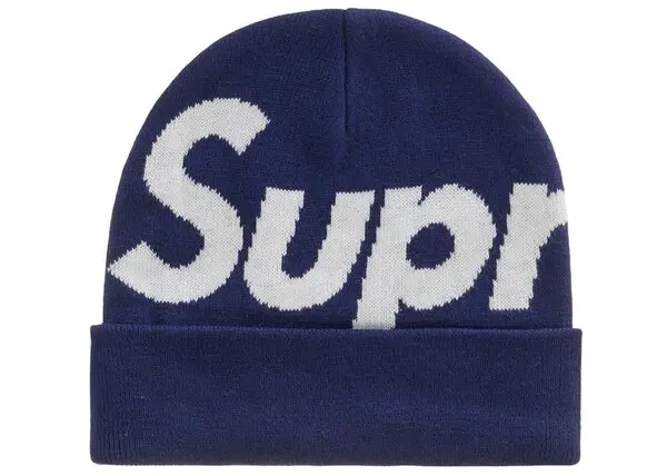Supreme Big Logo Beanie - Navy Blue