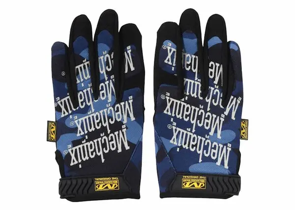 BAPE Camo Mechanix Wear Gloves - Navy Blue