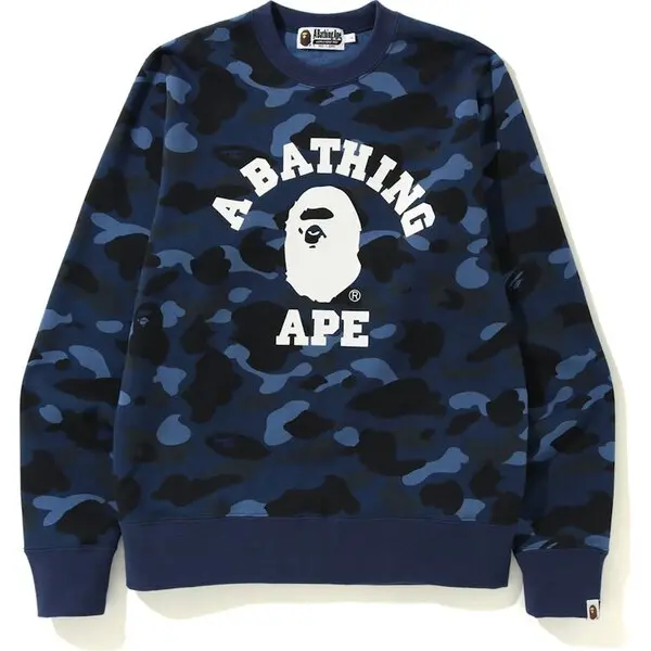 A BATHING APE Camo College Crewneck Sweatshirt - Blue