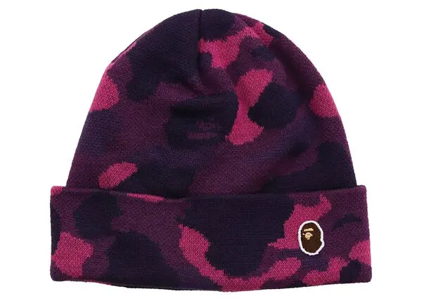 A BATHING APE Knit Camo Cap - Purple
