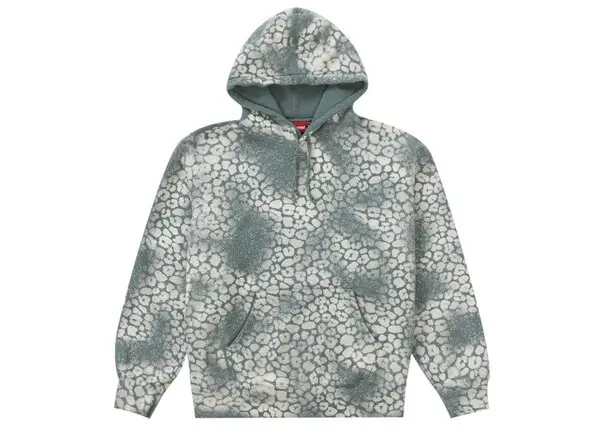 Supreme Bleached Leopard Hooded Sweatshirt - Dusty Teal