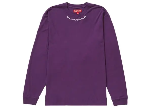 Supreme Collar Logo Long Sleeve Top - Plum