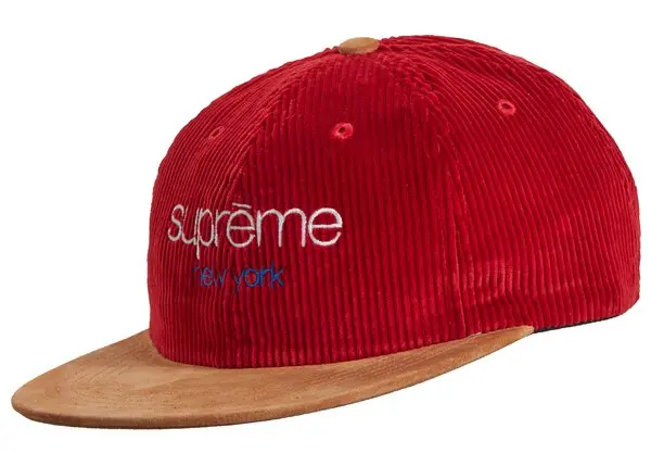 Supreme Classic Logo Corduroy 6-panel - Red