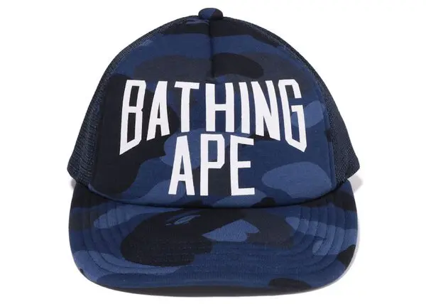 A BATHING APE Camo Logo Mesh Cap - Navy Blue
