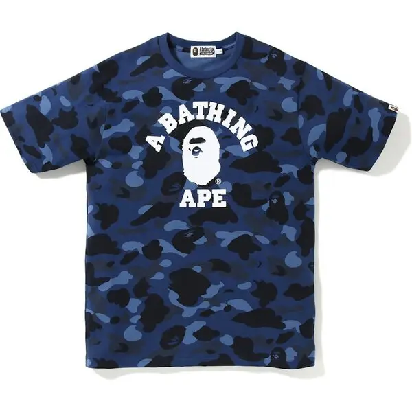 A BATHING APE Camo College Tee Shirt - Blue