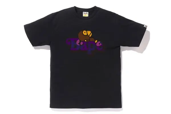A BATHING APE Camo Milo On Tee Shirt - Black/purple