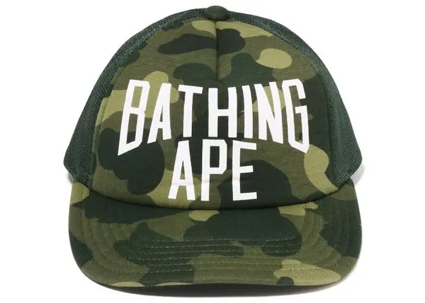 A BATHING APE Camo Logo Mesh Cap - Green