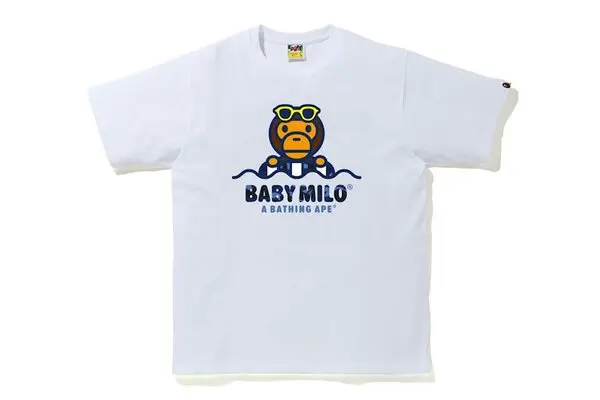 A BATHING APE Camo Milo Float Summer T-shirt - White/blue