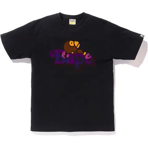 A BATHING APE Camo Milo On T-shirt - Black/purple