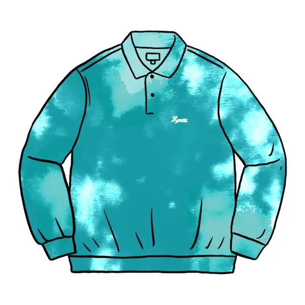 Supreme Bleached Velour L/S Polo - Aqua | Editorialist