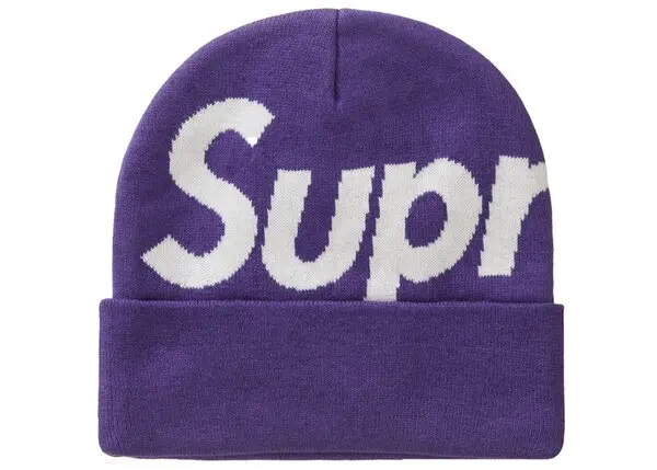 Supreme Big Logo Beanie - Dark Purple