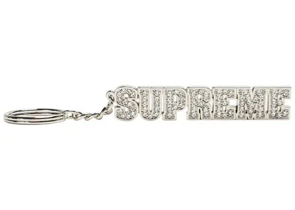 Supreme Block Logo Keychain - Silver