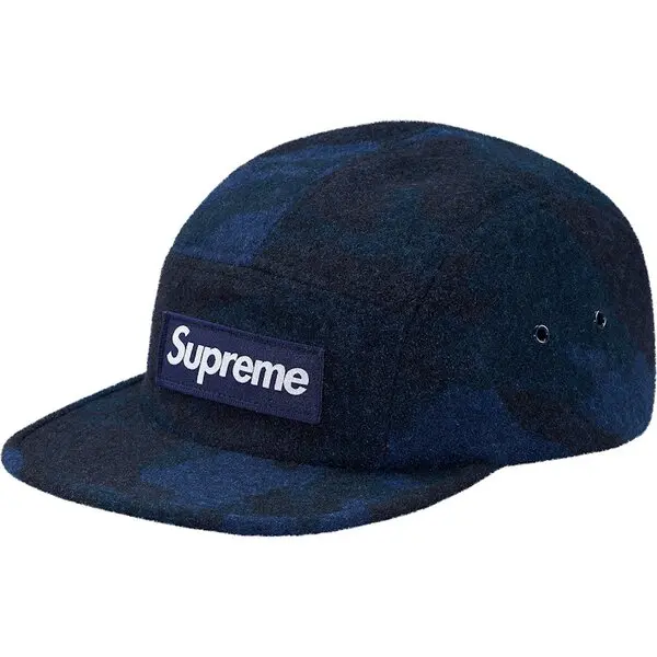 Supreme Camo Wool Camp Cap - Navy Blue