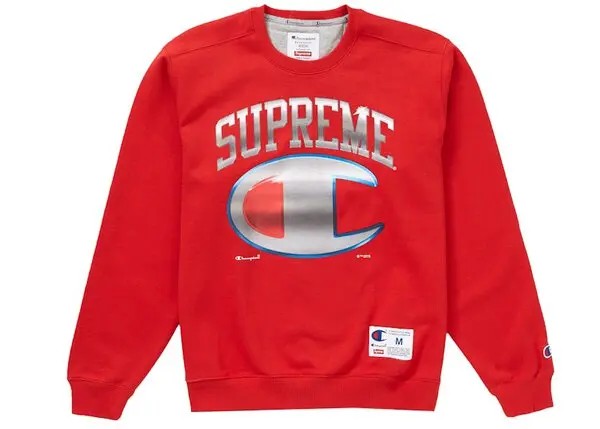 Supreme Champion Chrome Crewneck Sweatshirt - Red