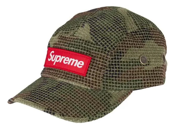 Supreme Camo Grid Velvet Camp Cap - Woodland Camo