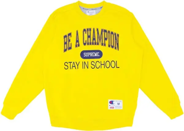 Supreme Champion Stay In School Crewneck Sweatshirt - Yellow
