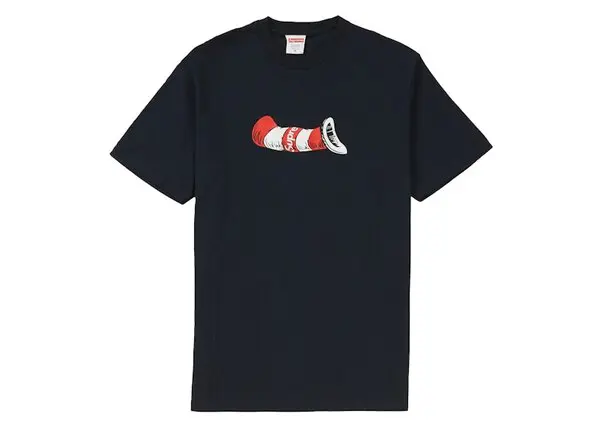 Supreme Cat In The Hat Tee Shirt - Navy Blue