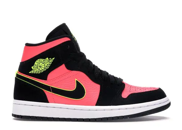 JORDAN 1 Mid Sneakers - Black/volt/hot Punch