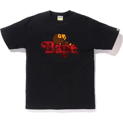 A BATHING APE Camo Milo On T-shirt - Black/red