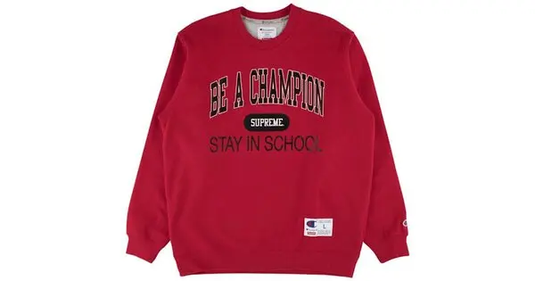Supreme Champion Stay In School Crewneck Sweatshirt - Red