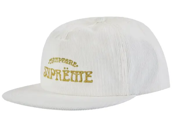 Supreme Champagne Corduroy 5-panel Cap - White