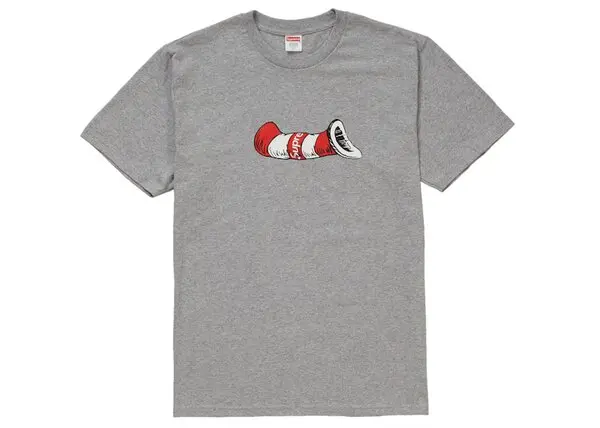 Supreme Cat In The Hat Tee Shirt - Heather Grey
