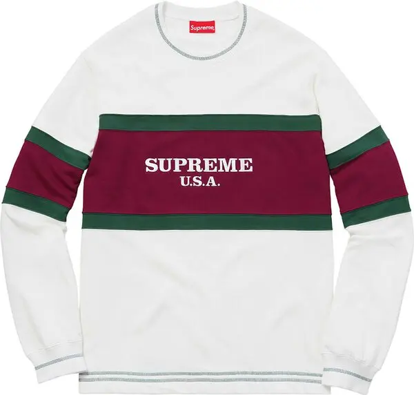 Supreme Center Strip Crewneck Sweatshirt - White