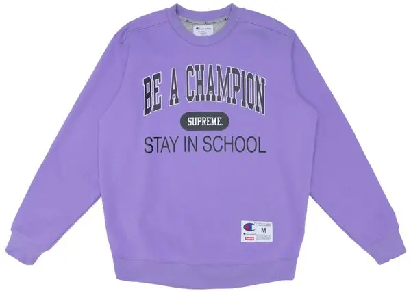 Supreme Champion Stay In School Crewneck Sweatshirt - Light Purple