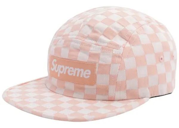 Supreme Checkerboard Camp Cap - Peach