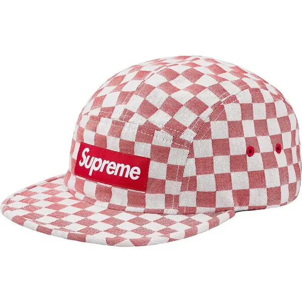 Supreme Checkerboard Camp Cap - Red