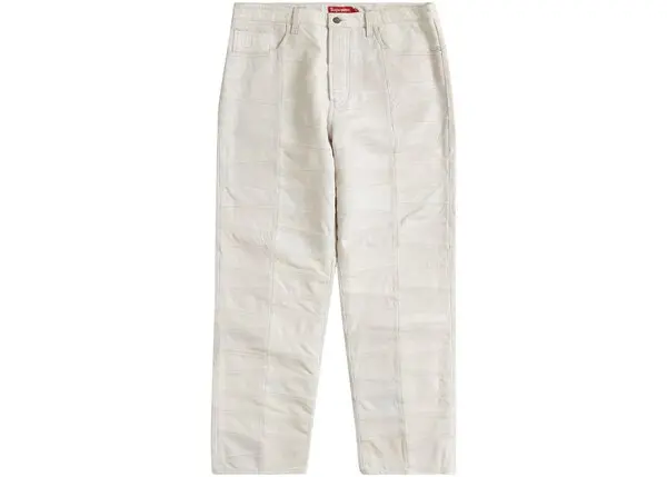 Supreme Patchwork Leather 5-pocket Jean - White