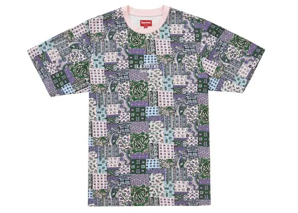 Supreme Patchwork Paisley Short Sleeve Top - Pink