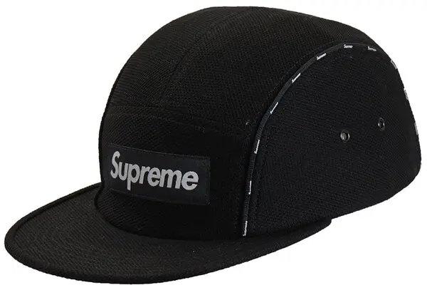 Supreme Pique Piping Camp Cap - Black