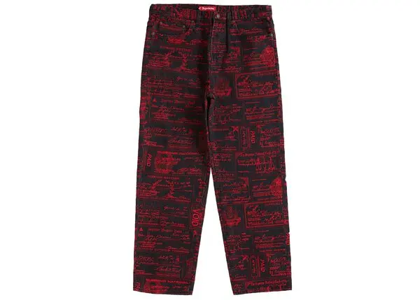Supreme Checks Embroidered Jean - Black