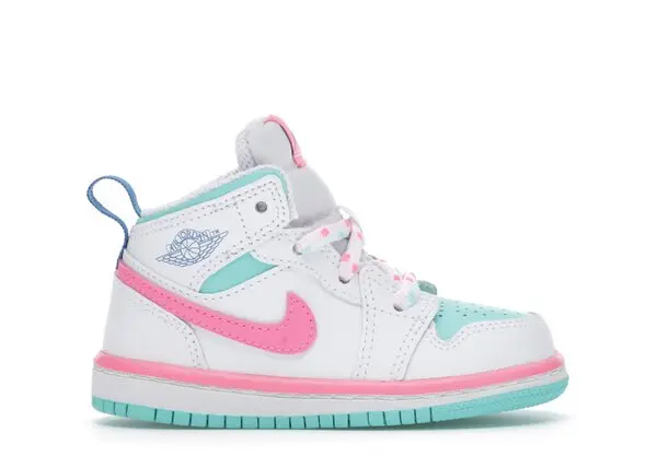 JORDAN 1 Mid High-top Sneakers - White/digital Pink/aurora Green