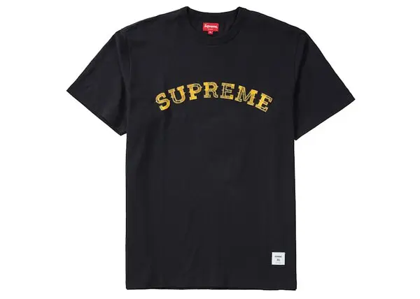 Supreme Plaid Applique Short Sleeve Top - Black