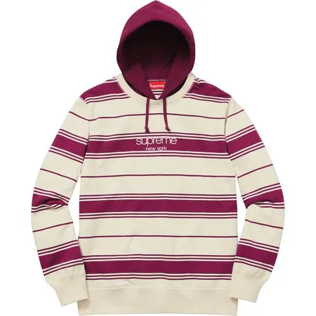 Supreme Striped Hooded Crewneck Sweatshirt - Magenta