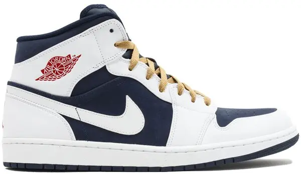 JORDAN 1 Phat Mid Olympic Sneakers - Obsidian/gym Red/white