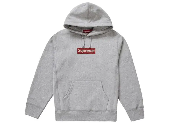 Supreme Swarovski Box Logo Hooded Sweatshirt - Heather Grey