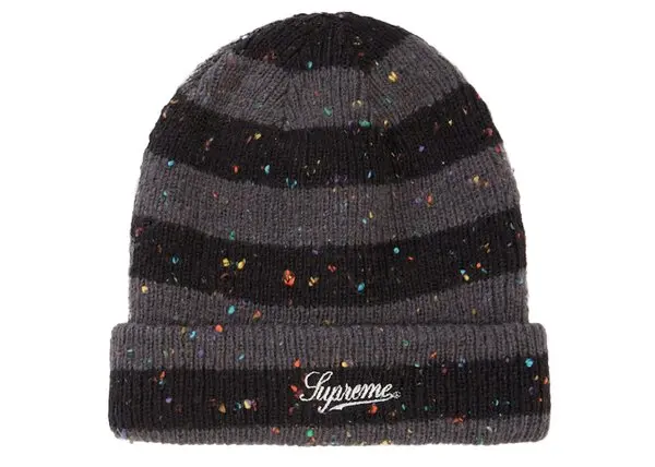 Supreme Stripe Speckle Beanie - Black
