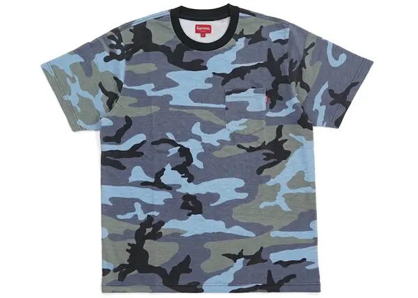 Supreme Pocket Tee Shirt - Blue Camo