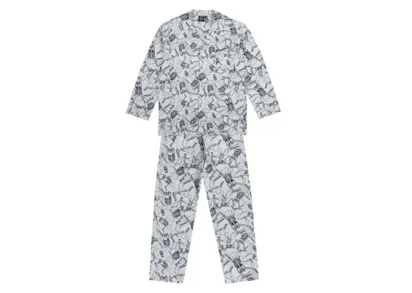 KAWS X Infinite Archive Skeleton Pattern Pajama Set - White/black